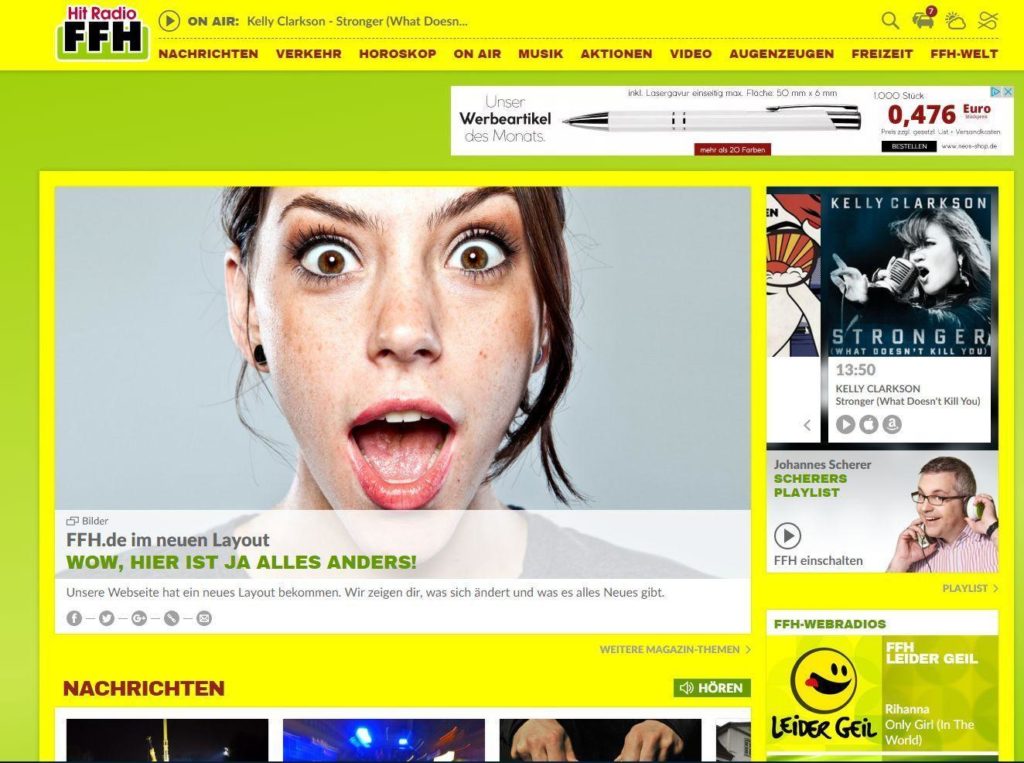 Frischer Look für den Web-Auftritt von HIT RADIO FFH - radioWOCHE
